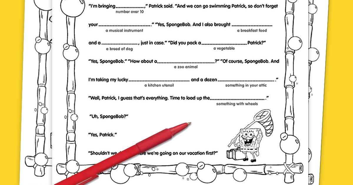 SpongeBob Summer Vacation Activity Pack | Nickelodeon Parents