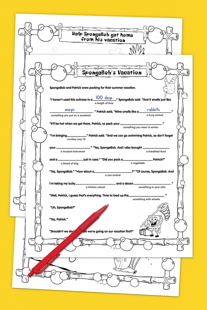 SpongeBob Summer Vacation Activity Pack | Nickelodeon Parents