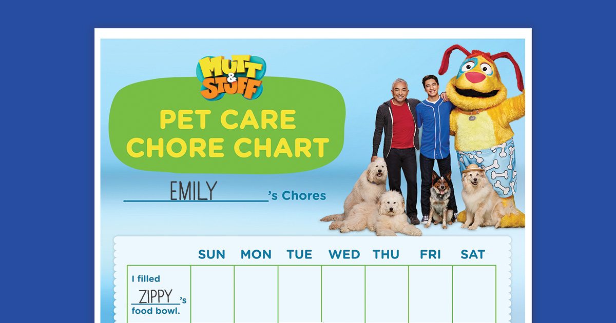 Mutt & Stuff First Pet Chore Chart | Nickelodeon Parents Mutt & Stuff First Pet Chore Chart | Nickelodeon Parents