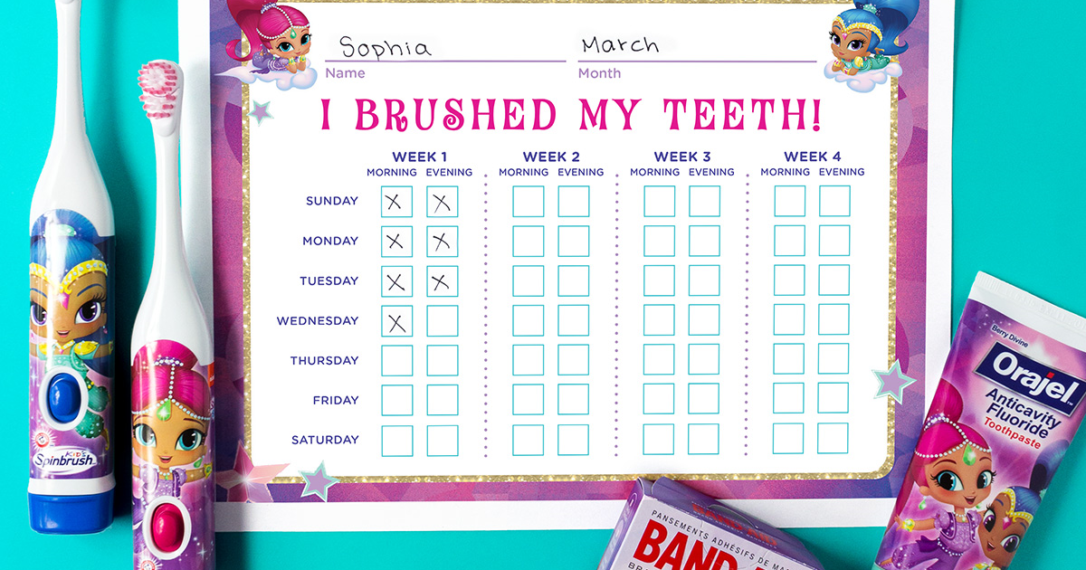 Shimmer and Shine Teeth Brushing Chart | Nickelodeon Parents