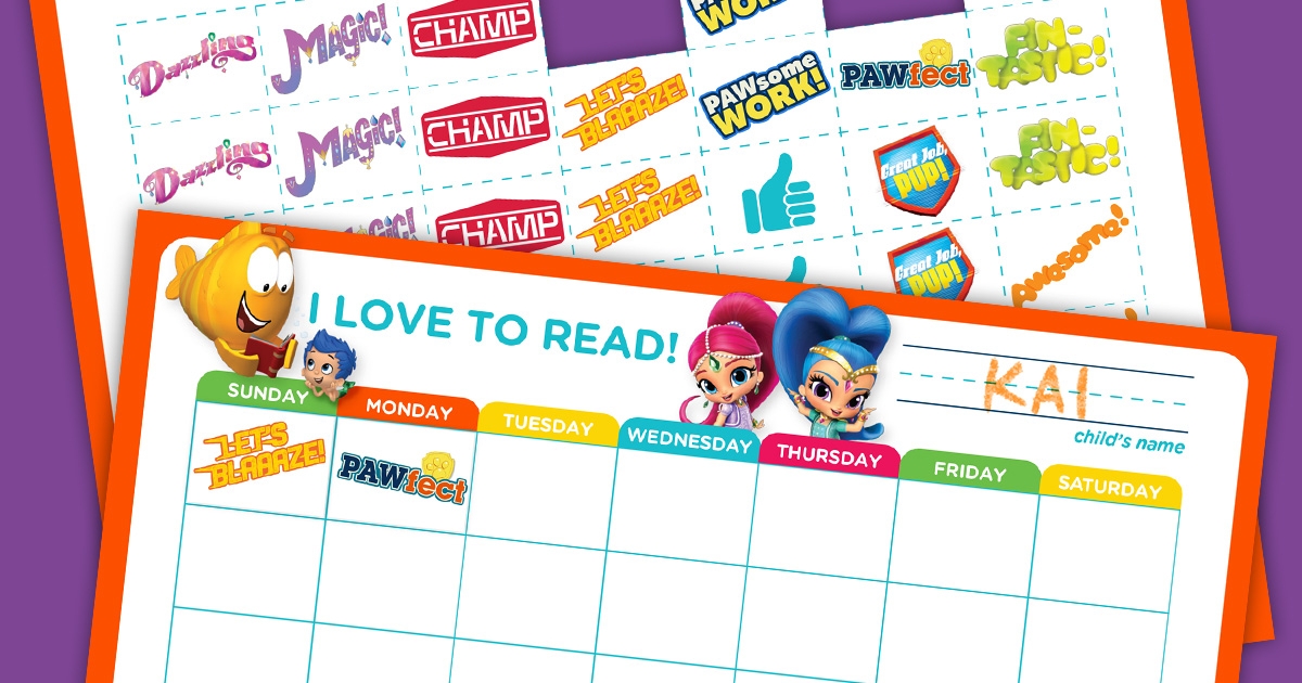 Nick Jr. Weekly Reading Sticker Chart | Nickelodeon Parents